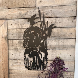 Lab Duck Nature Scene, Metal Wall Hanging, CNC Plasma Cut, Cattails ...