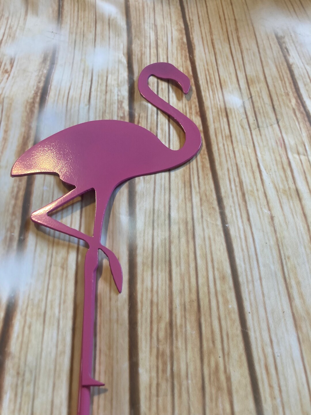 Flamingo Garden Stake, 14" Metal Yard Decor, Yard Art, Flower Garden ...