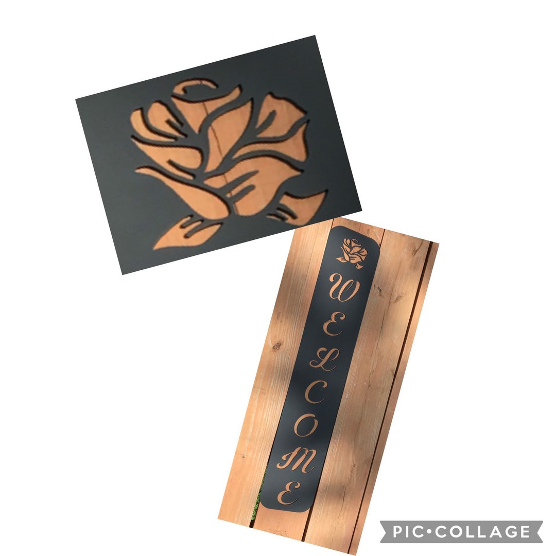 Welcome Sign, Rose, Metal CNC Plasma Cut Sign, Entryway Sign, Porch ...