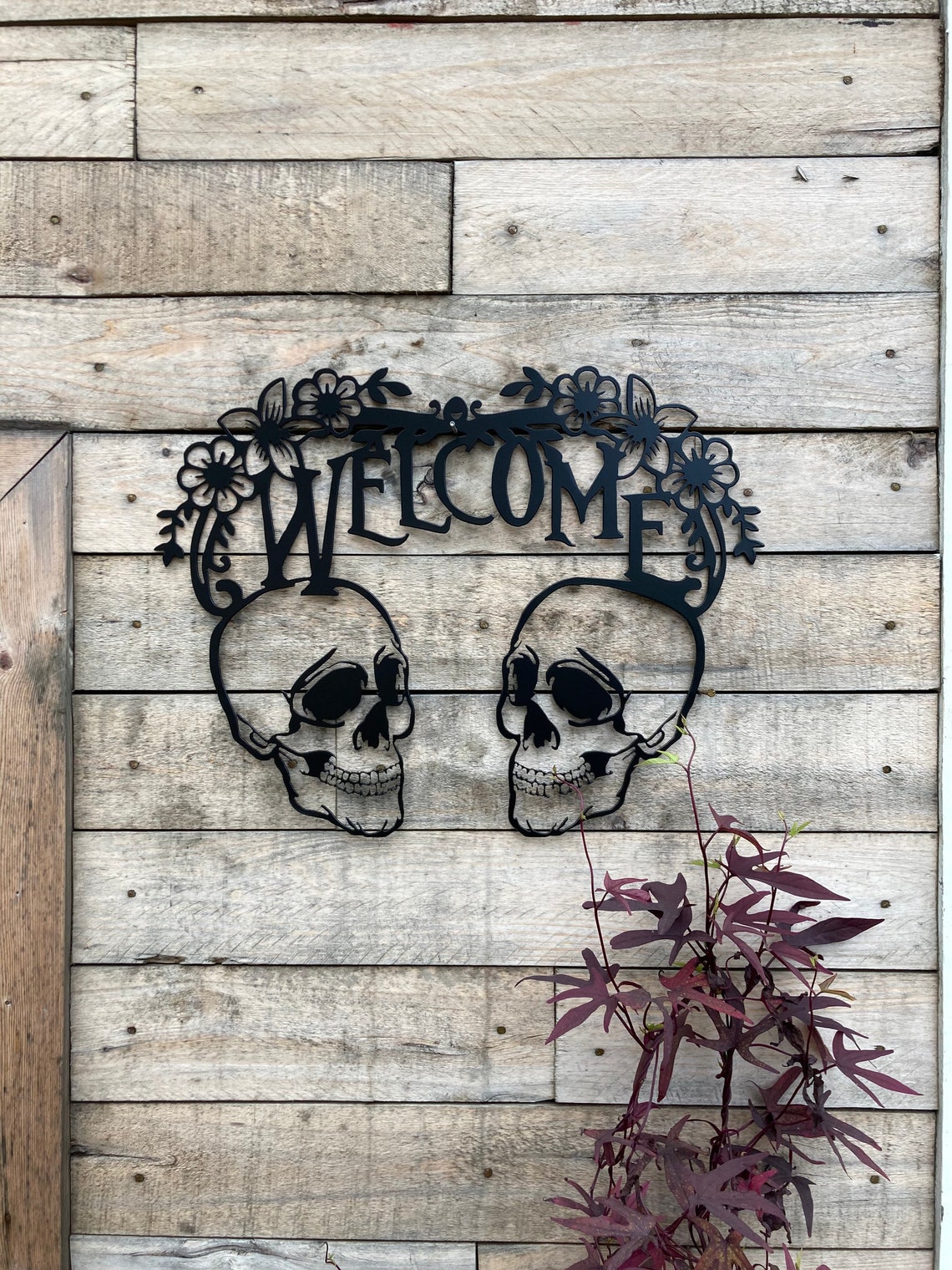 Skull Welcome Sign Floral Gothic Theme Door Decor - Etsy