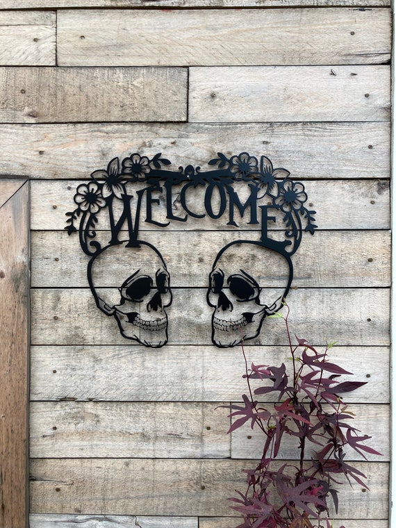 Skull Welcome Sign Floral Gothic Theme Door Decor - Etsy