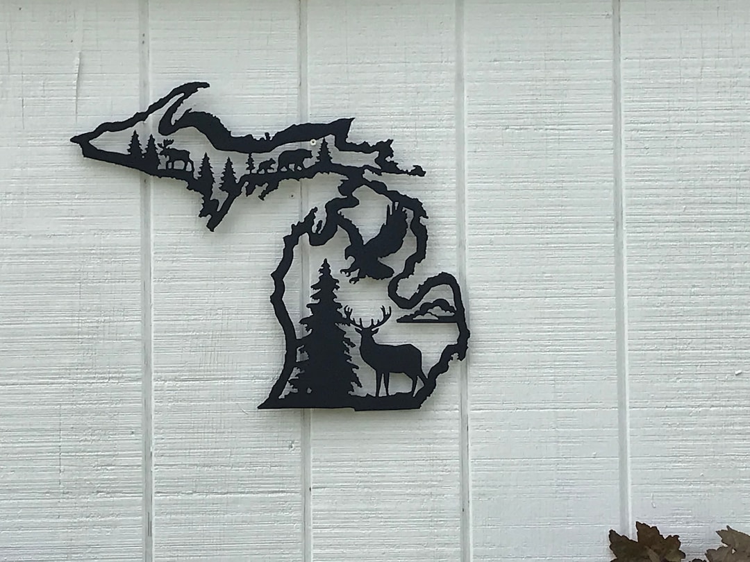 Michigan Wildlife Metal Art: CNC Plasma Cut, Powder Coated Sign, 24 ...
