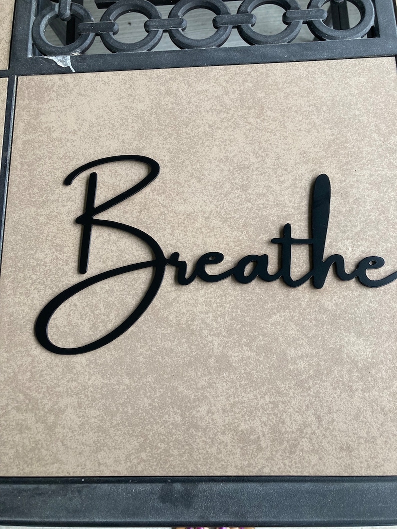 Breathe Metal Sign: Inspirational Script Wall Decor - Etsy