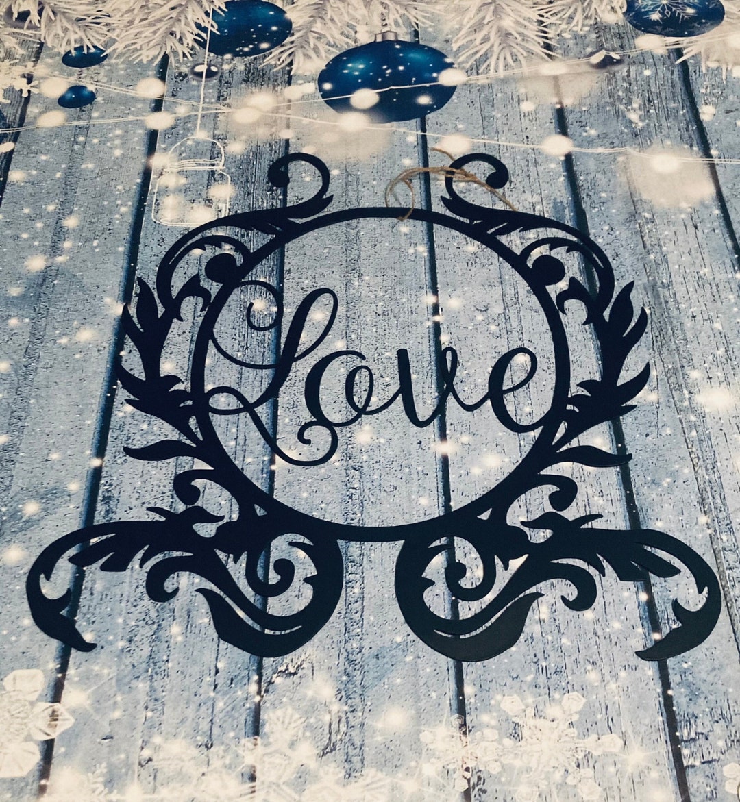 Love Scroll Sign, Metal Wall Hanging, Elegant Sign, Wedding Gift ...