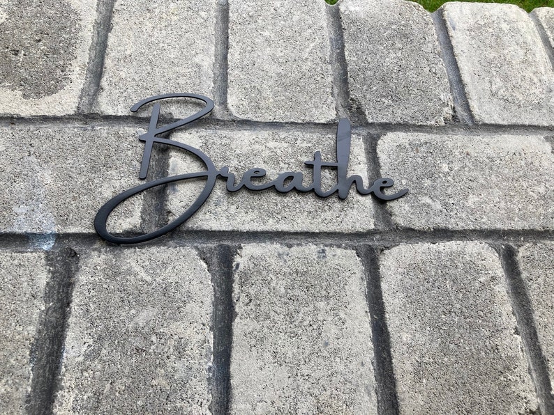 Breathe Metal Sign: Inspirational Script Wall Decor - Etsy