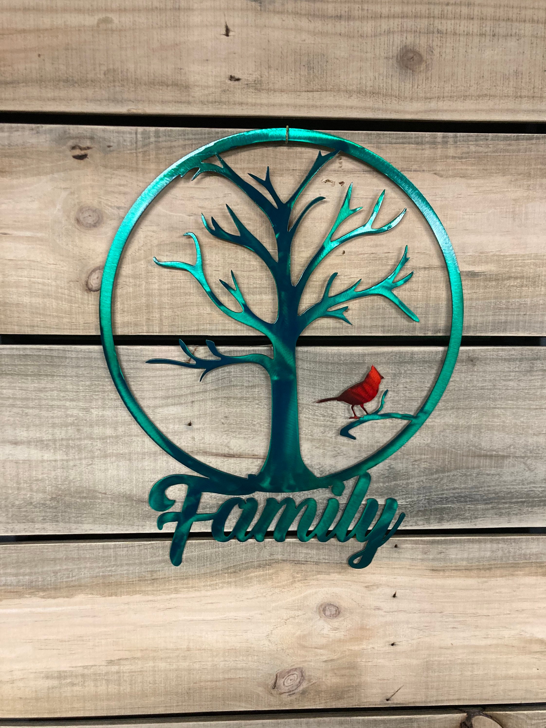 Cardinal Family Tree Metal Wall Art: Sympathy Memorial Decor, Michigan ...