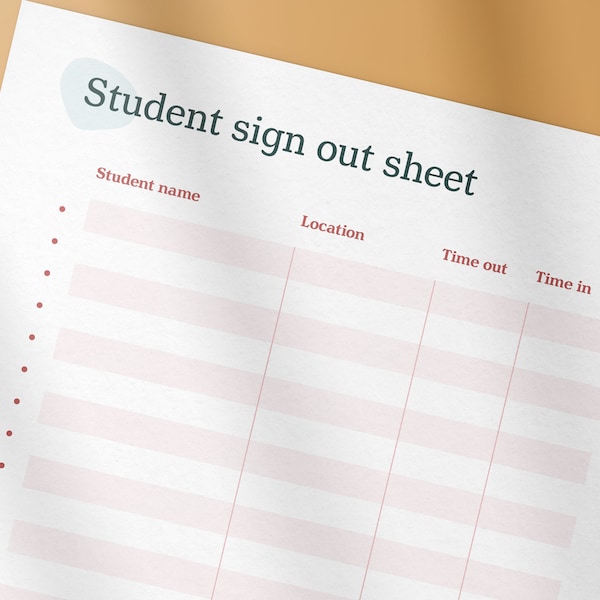 School Student Sign Out Sheet - Etsy
