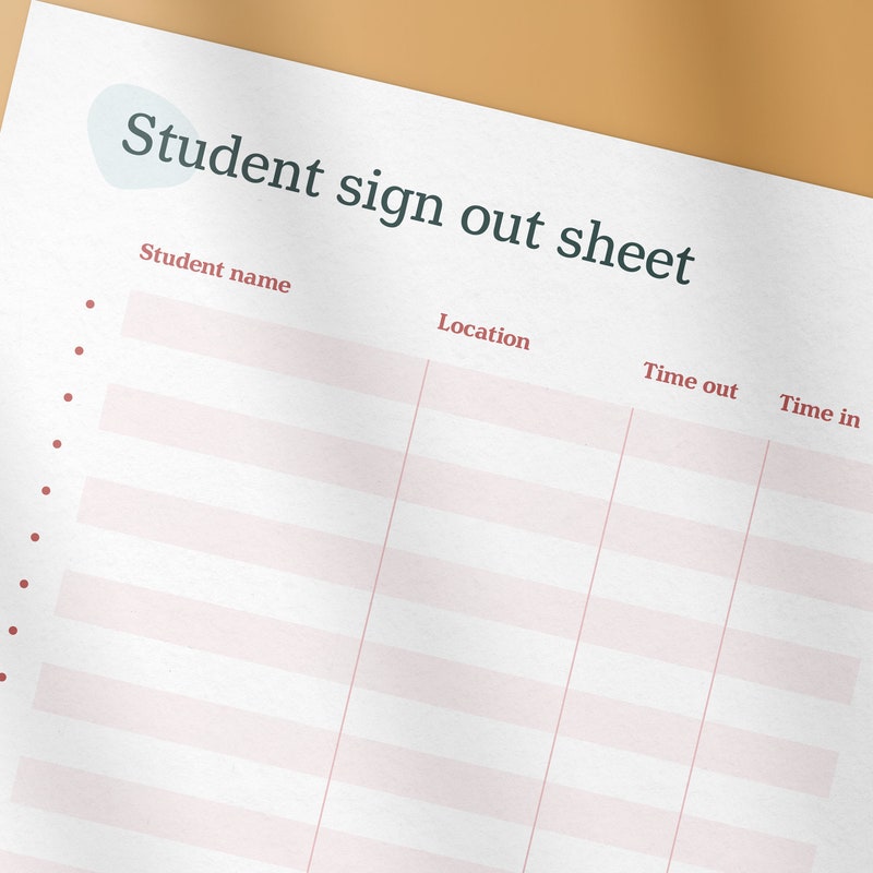 Student Sign Out Sheet - Etsy