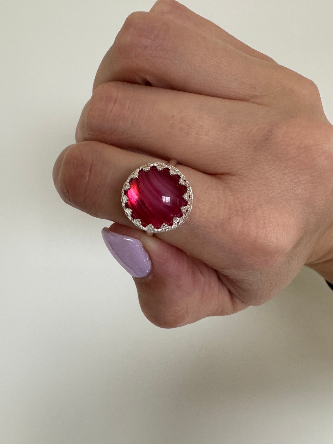 Pink Slag Glass Ring (size 7.75) - Etsy