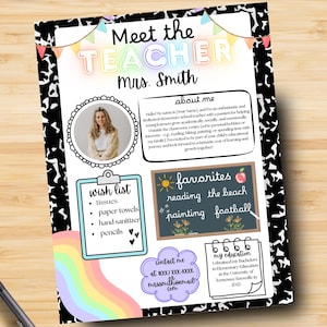 Pastel Rainbow Composition Book Meet the Teacher Digital Template ...
