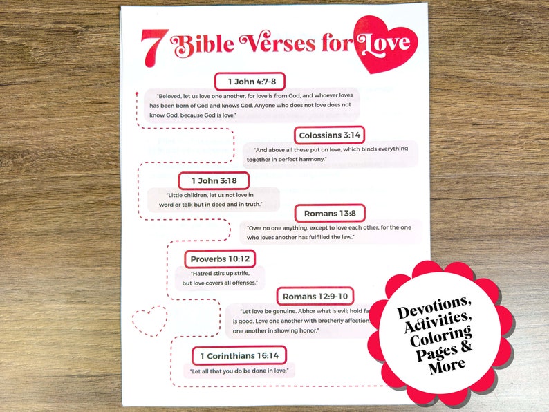 7 Bible Verses for Love | Family Devotional and Activities (printable ...
