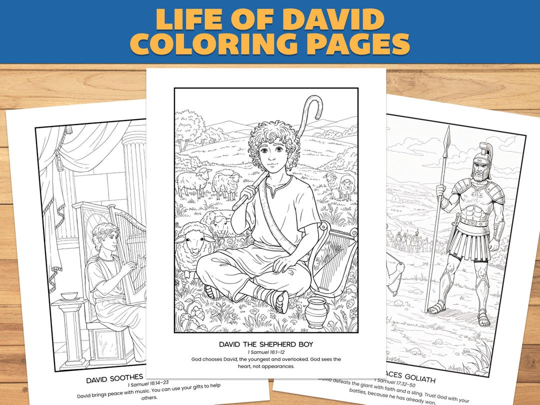 Life of David Coloring Pages | Bible Story Activity (printable) - Etsy UK