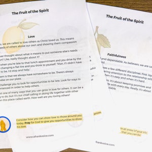 Fruit of the Spirit Printable Activity Guide for Family Discipleship - Etsy
