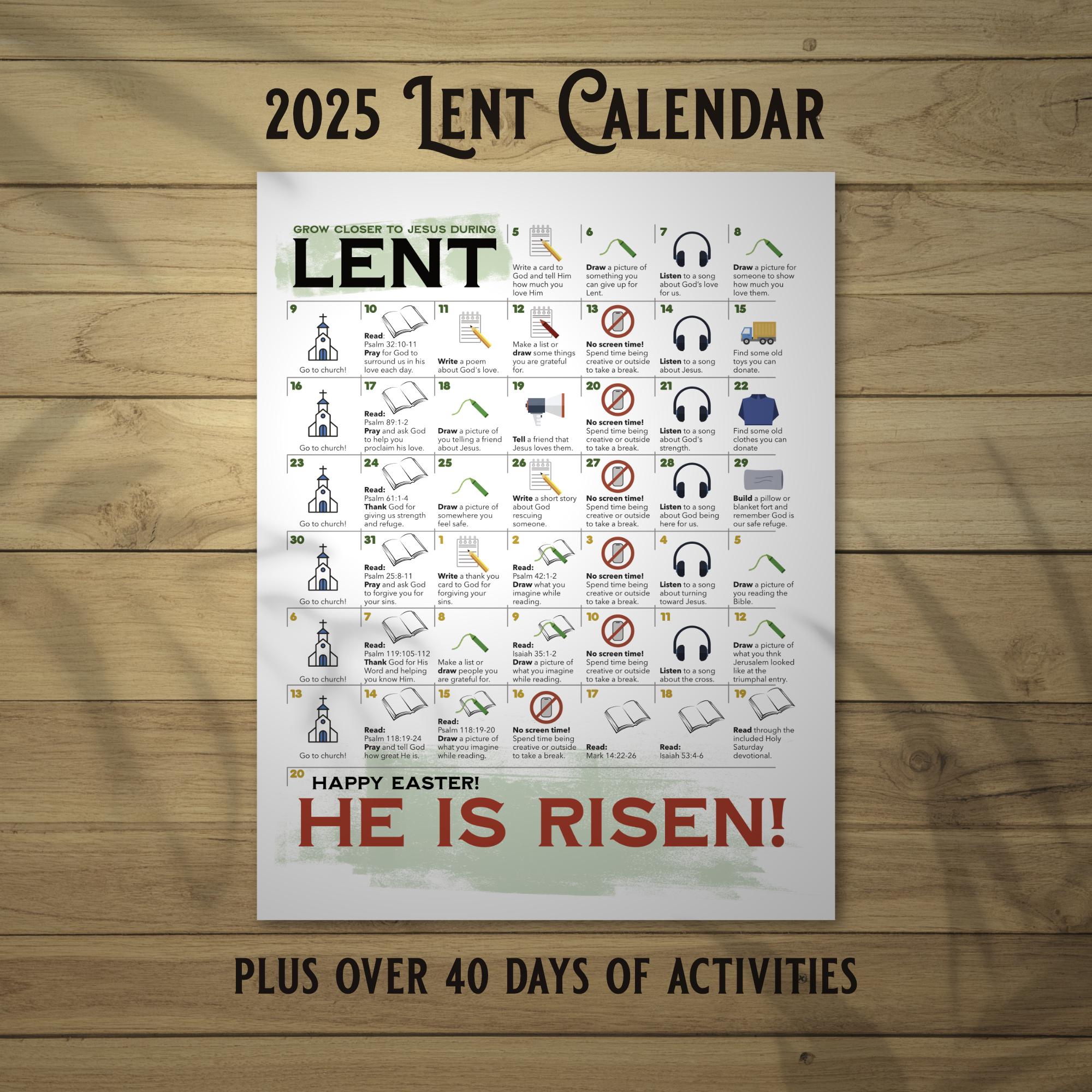 Lent Calendar 2025 Updated | Easter Countdown | Kids and Family Lent ...