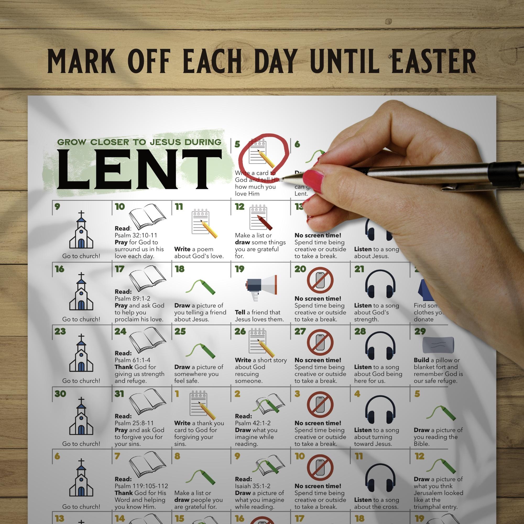 Lent Calendar 2025 Updated | Easter Countdown | Kids and Family Lent ...