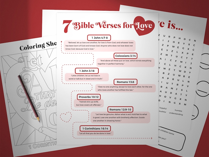 7 Bible Verses for Love | Printable Devotional and Activity Guide ...