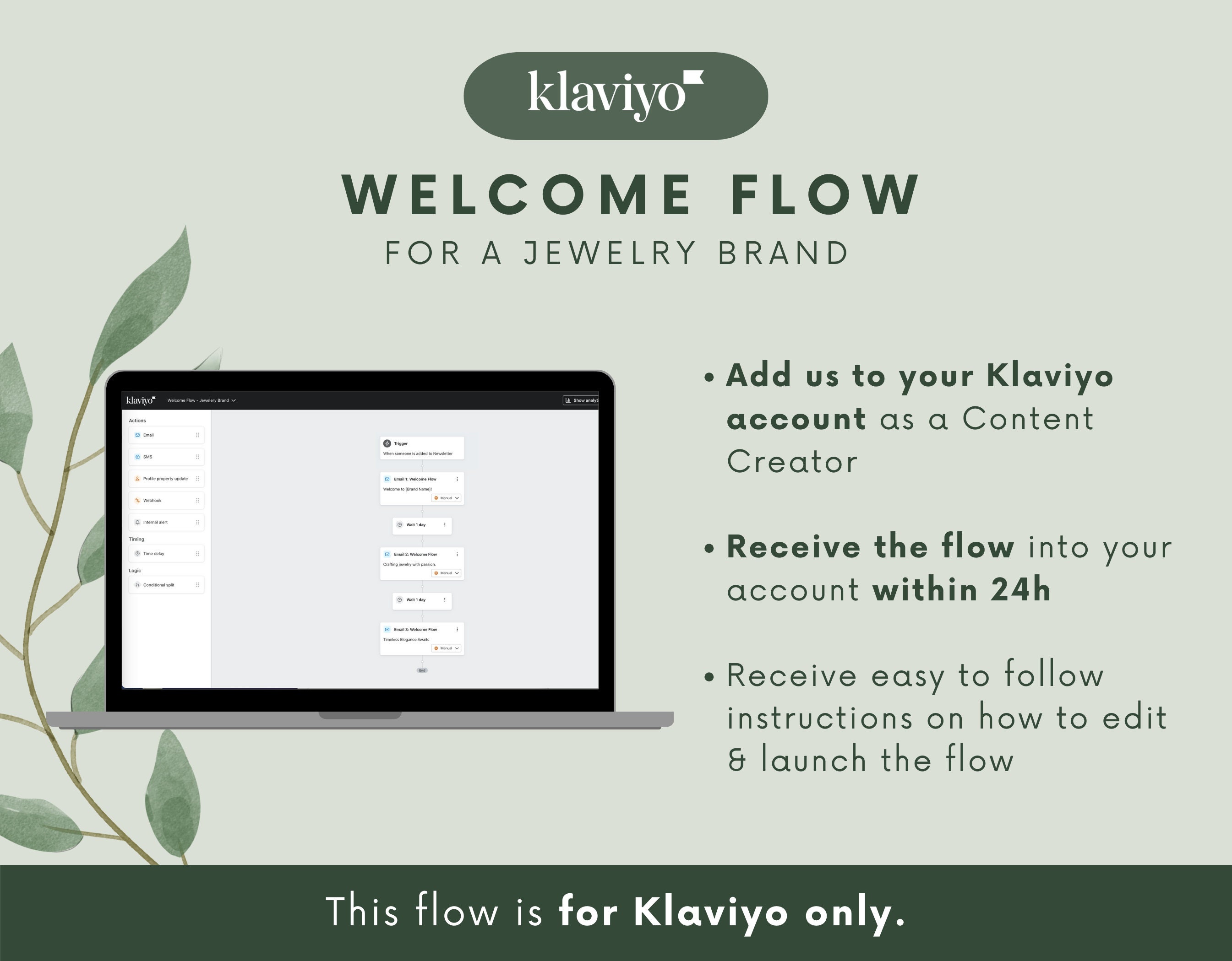 Welcome Email Flow - Edit in Klaviyo, Newsletter Template, Email ...