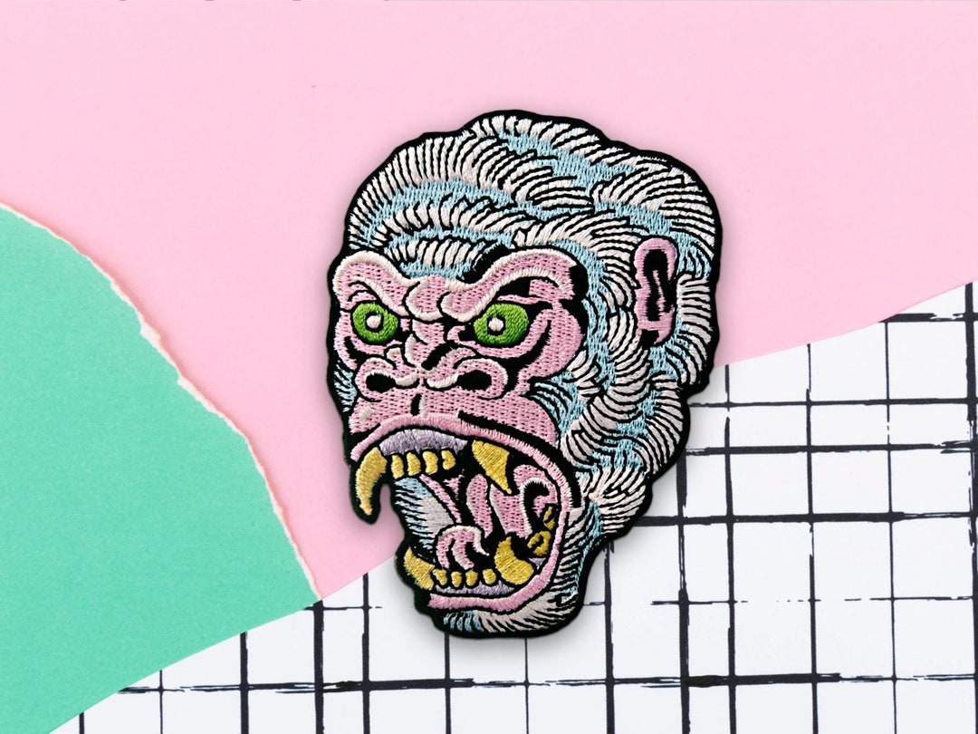 Roaring Gorilla Patch Fierce Apes Iron on Wild Gorillaz Embroidered ...