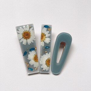 Resin Pressed Flower Hair Clips, Real Flowers, Daisy Hair Clips - Etsy