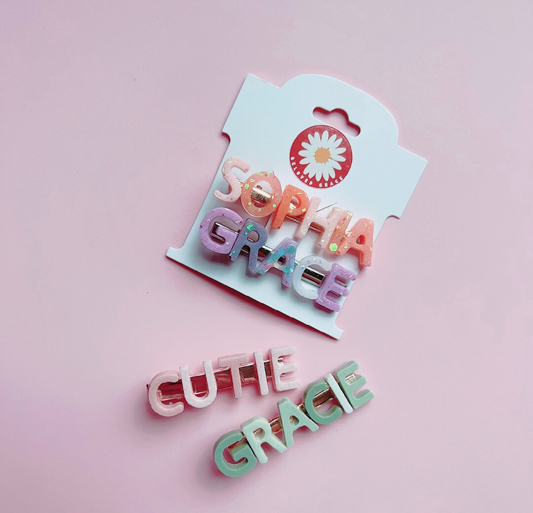 Personalized Name Hair Clips Resin Hair Clip Hair Barrettes - Etsy