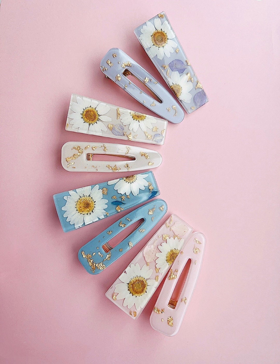 Resin Pressed Flower Hair Clips, Real Flowers, Daisy Hair Clips - Etsy