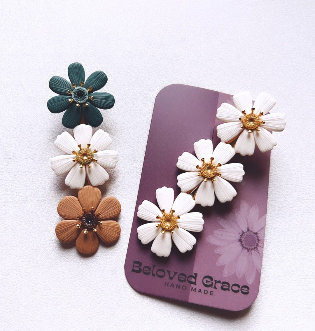 Daisy Clay Hair Clip Hair Clip Clay Barrette - Etsy