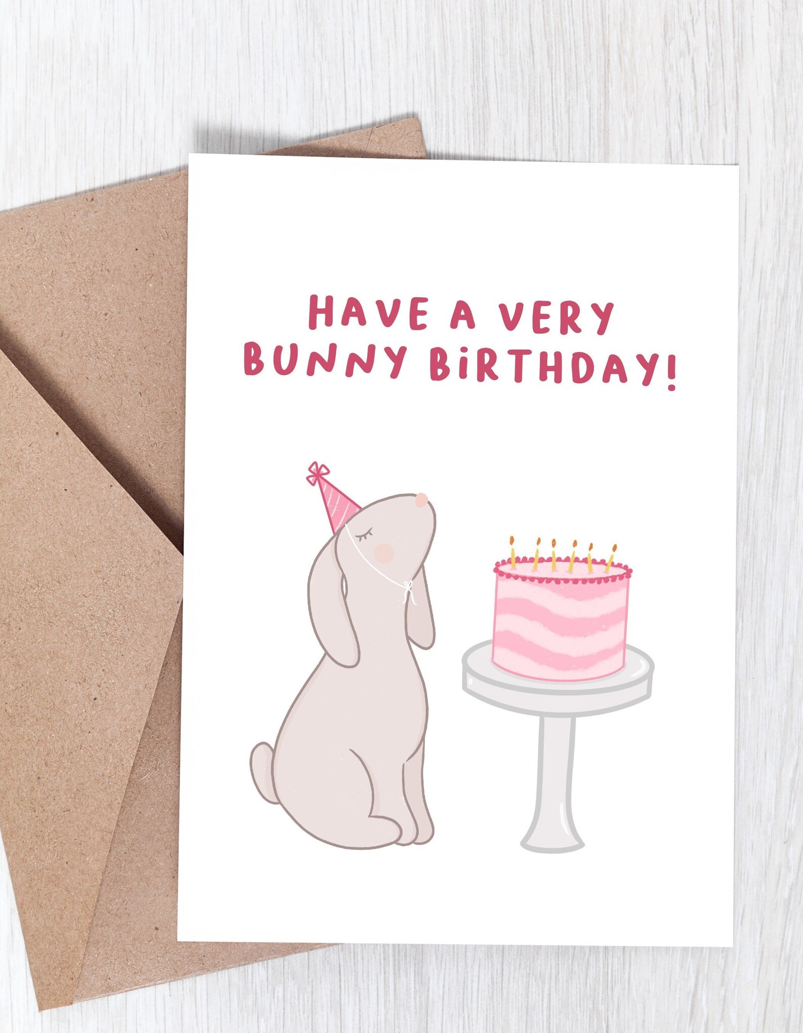Bunny Happy Birthday Card - Etsy
