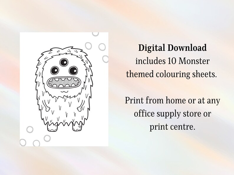 Printable Colouring Pages Monster Colouring Sheets Monster - Etsy