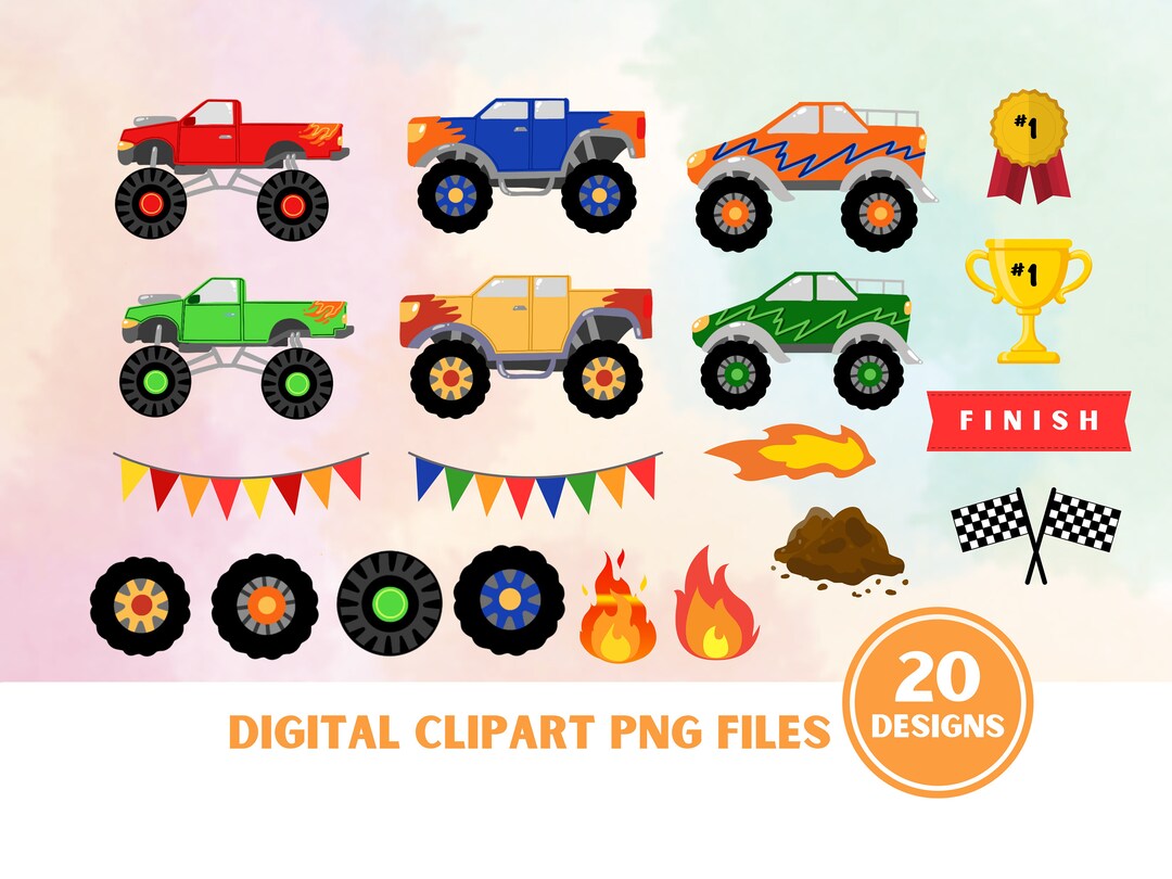 Monster Truck Clipart Monster Truck Art Graphics Monster - Etsy