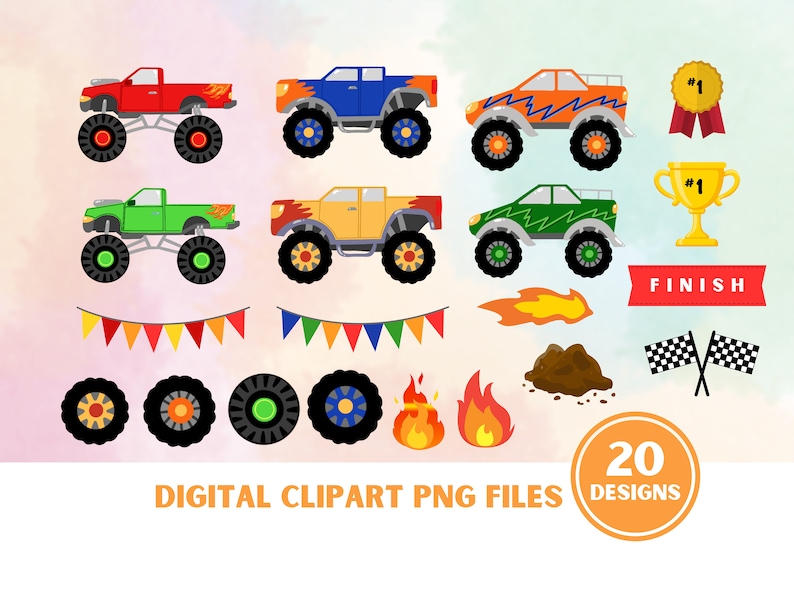Monster Truck Clipart Monster Truck Art Graphics Monster - Etsy
