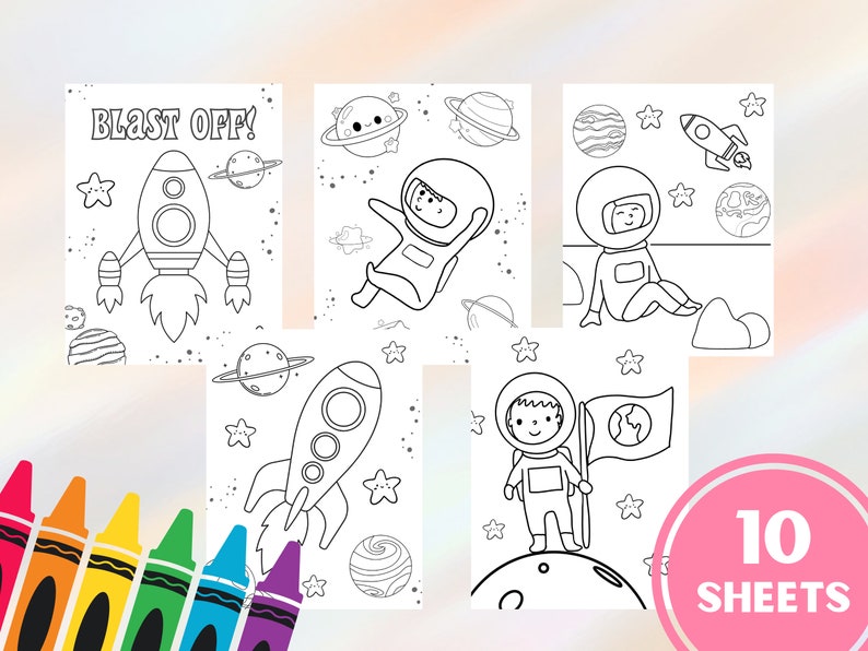 Printable Coloring Page for Kids Space Colouring Page - Etsy
