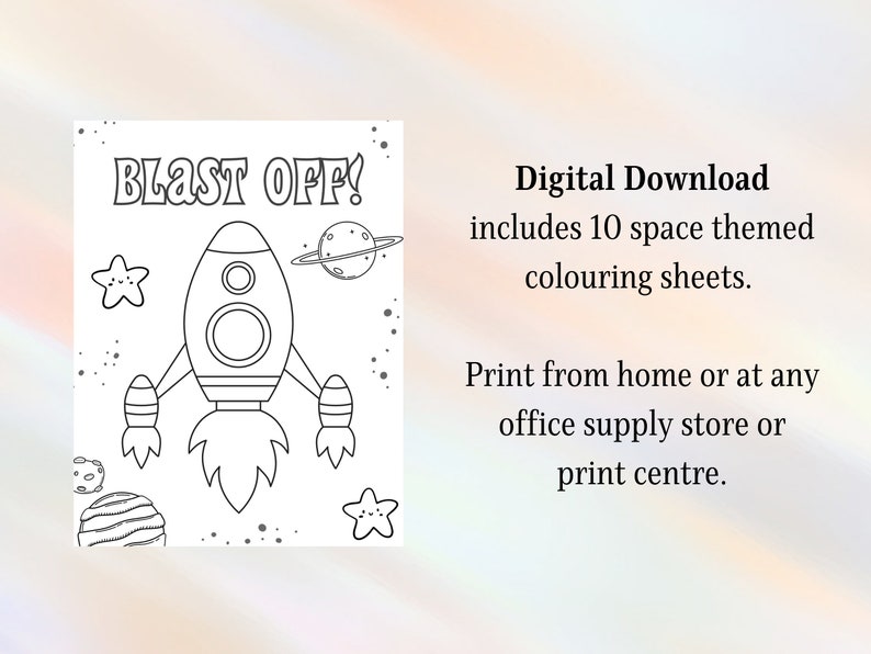 Printable Coloring Page for Kids Space Colouring Page - Etsy