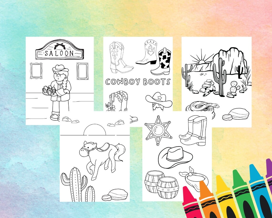 Cowboy Colouring Pages for Kids Cowboy Themed Activity Sheets Printable ...
