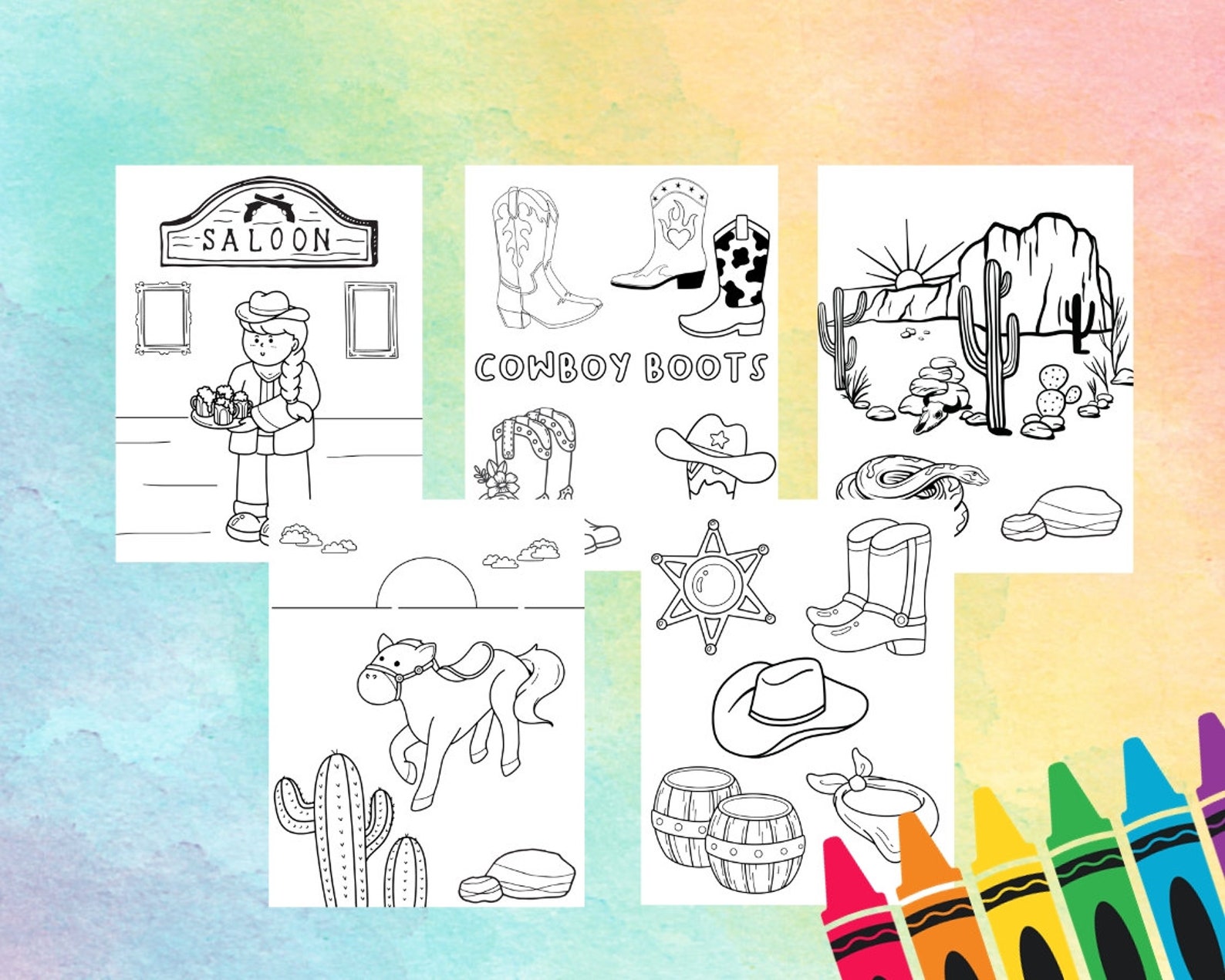 Cowboy Colouring Pages for Kids Cowboy Themed Activity Sheets Printable ...