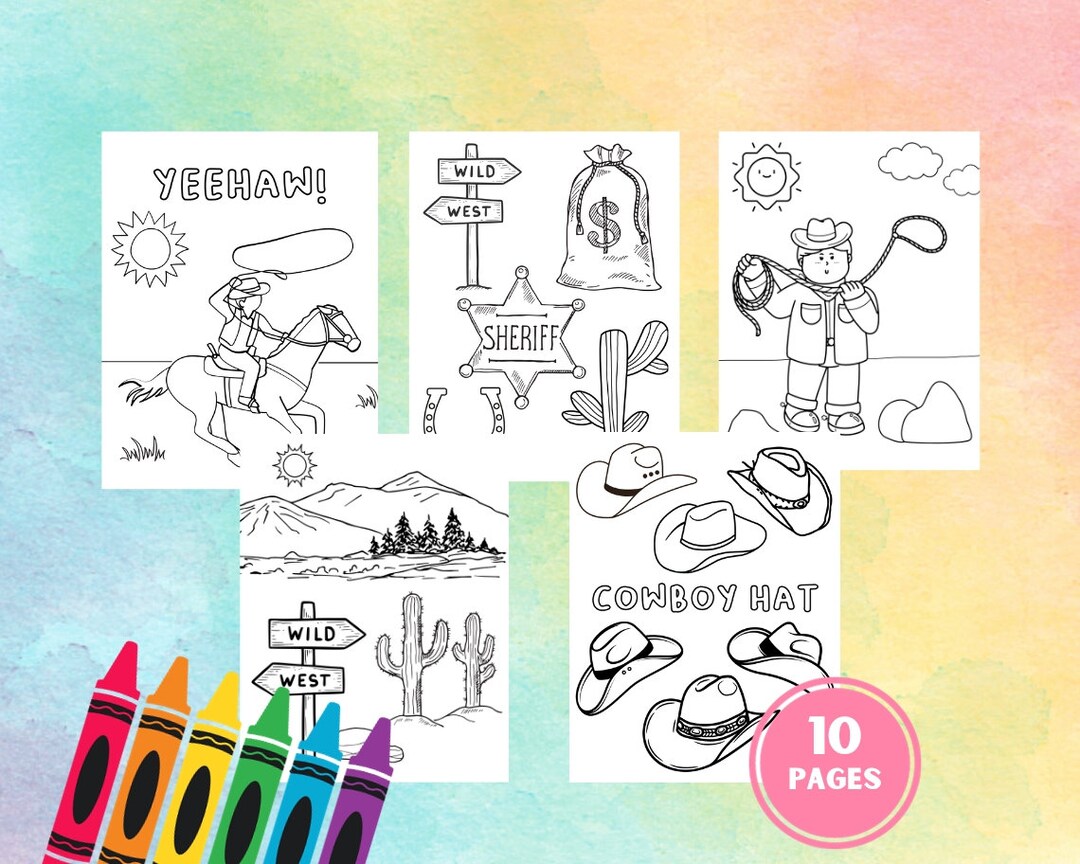 Cowboy Colouring Pages for Kids Cowboy Themed Activity Sheets Printable ...