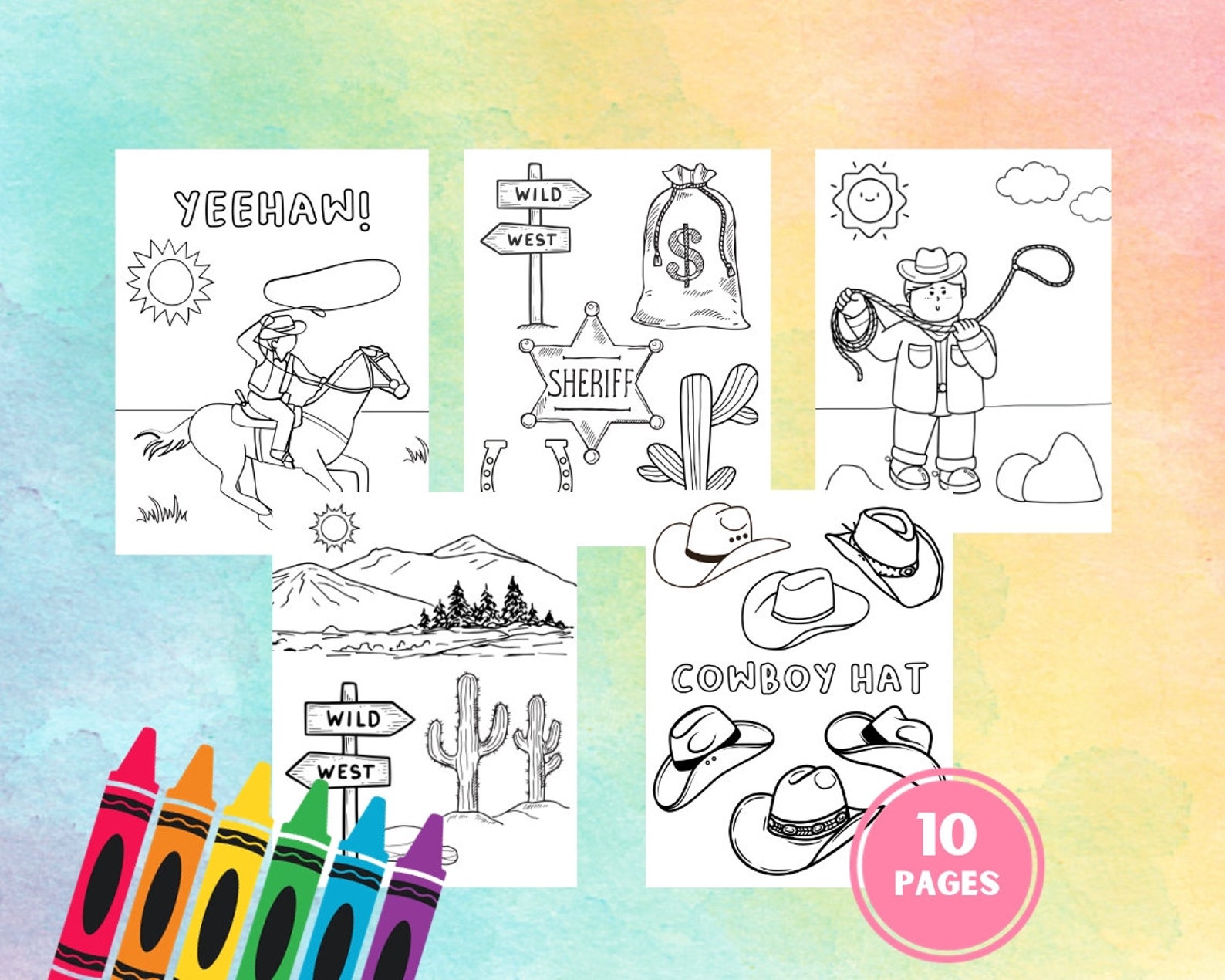 Cowboy Colouring Pages for Kids Cowboy Themed Activity Sheets Printable ...