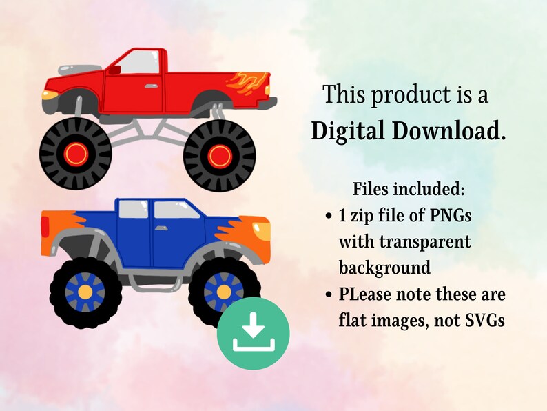 Monster Truck Clipart Monster Truck Art Graphics Monster - Etsy