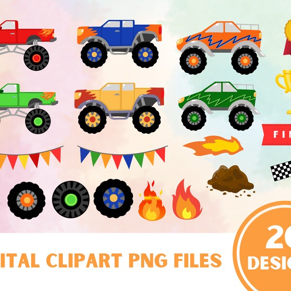 Monster Truck Clipart - Etsy
