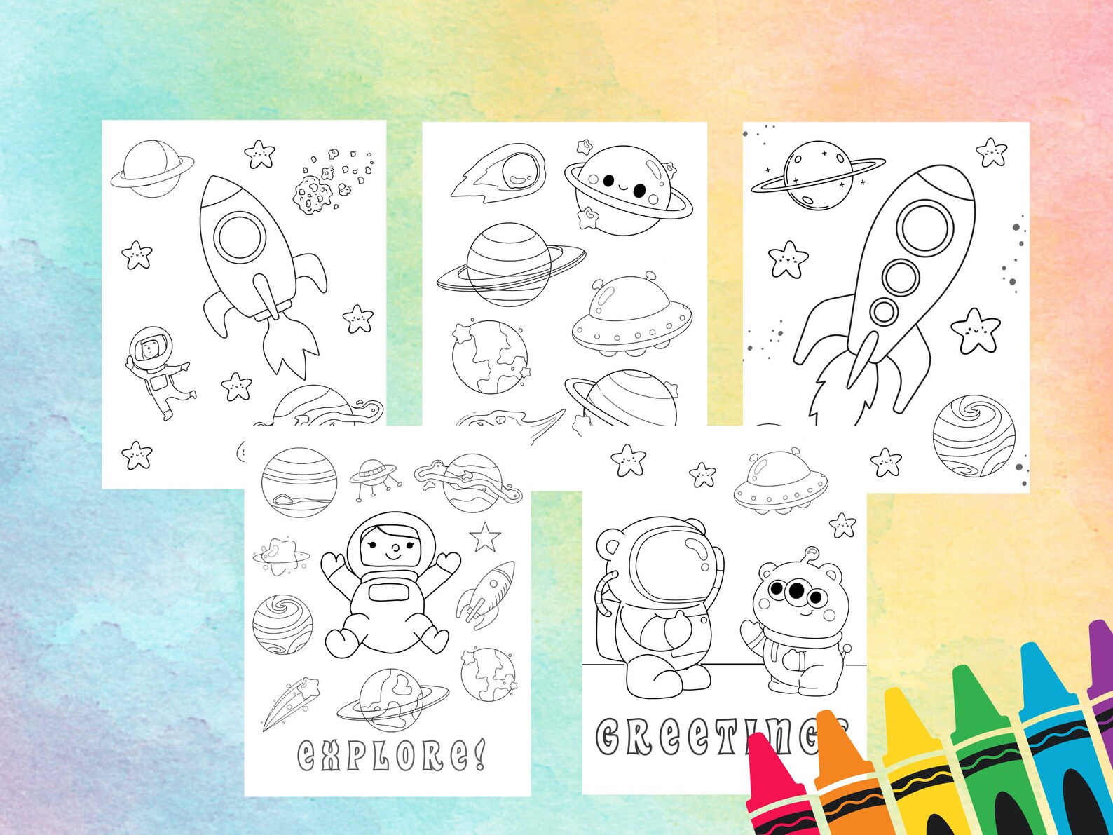 Printable Coloring Page for Kids Space Colouring Page Astronaut ...