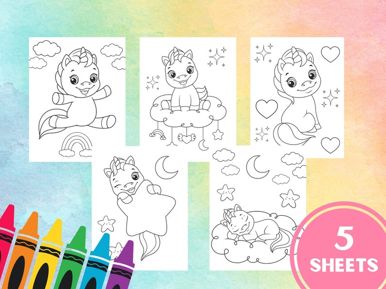 Unicorn Coloring Pages for Kids Printable Unicorn Colouring Sheets ...