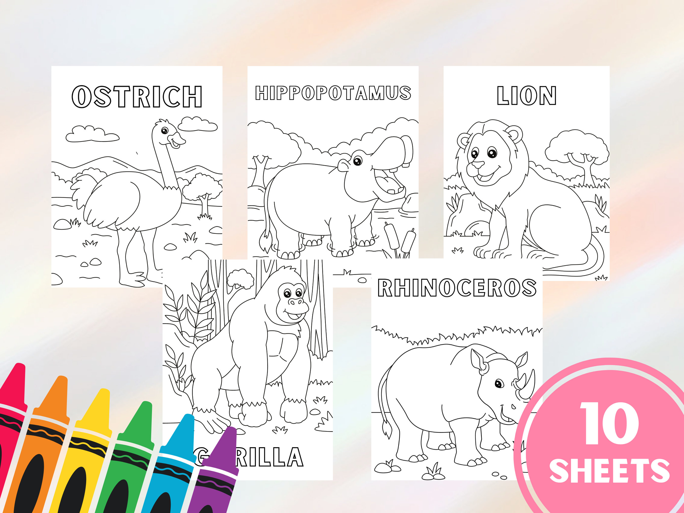 Animals Coloring Page Printable Animal Coloring Sheets Animal - Etsy UK