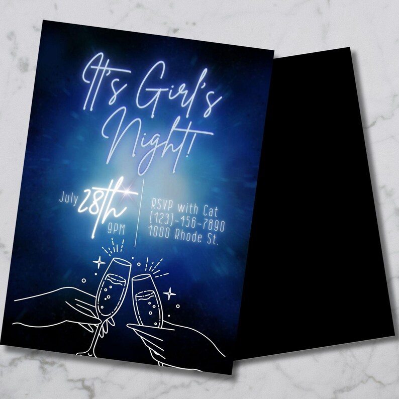 Girl's Night Editable Invitation, Birthday Invitation for Drinks, Party ...