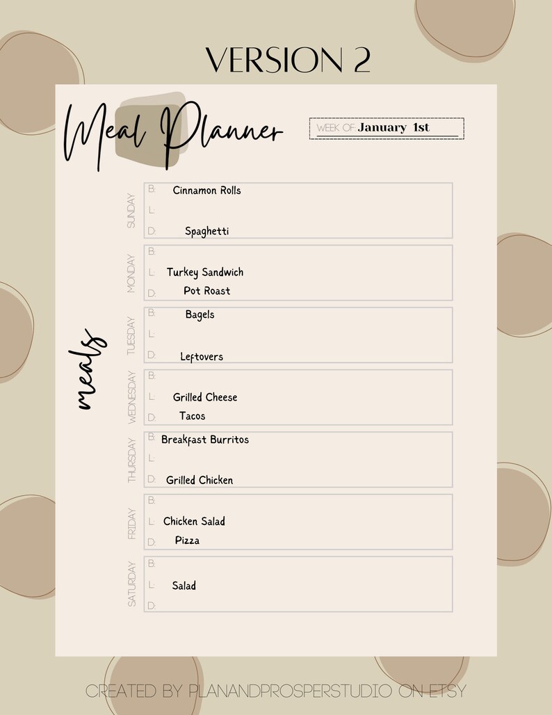 Printable Editable Weekly Meal Planner, Grocery List Template, Digital ...