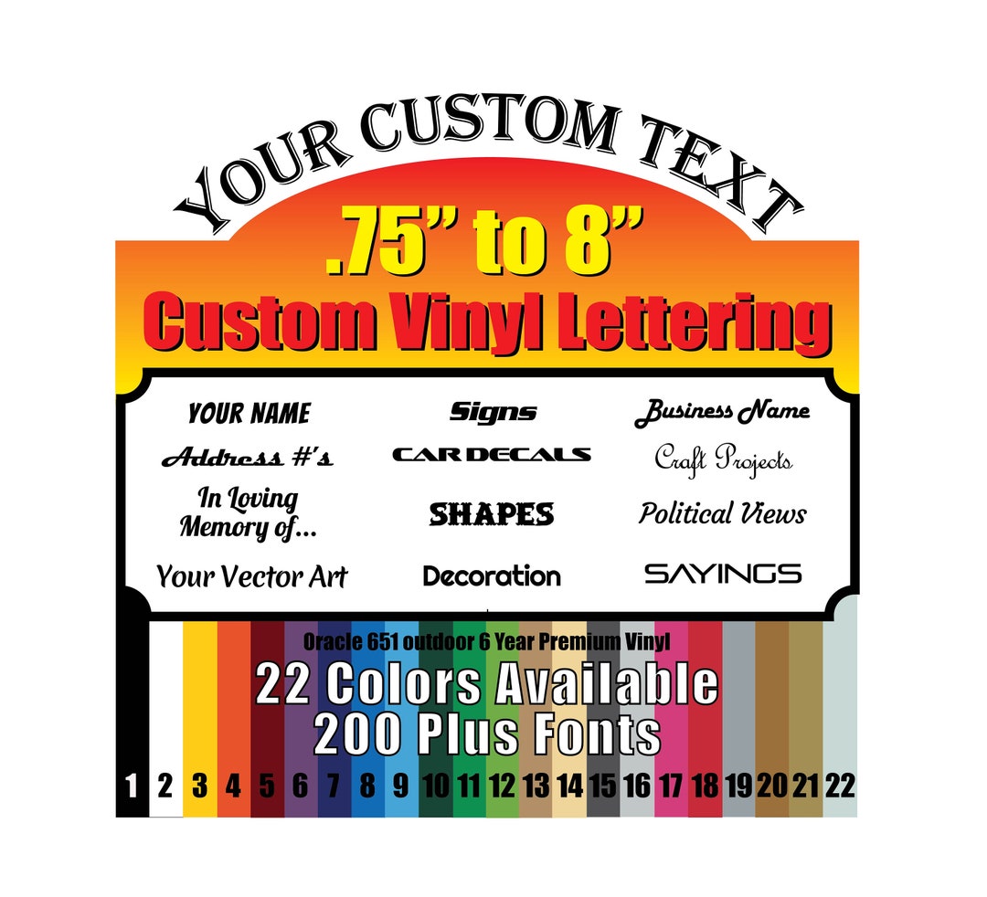 3/4 - 8" Custom Vinyl Text Phrase/lettering Decal Personalized Window ...