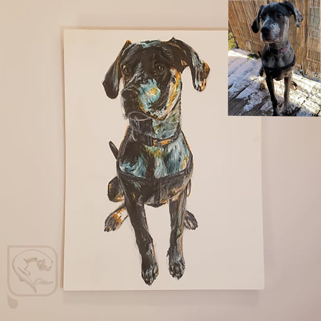 Hand Drawn Custom Pet Portrait From Photo, Realistic Animal Commissions ...