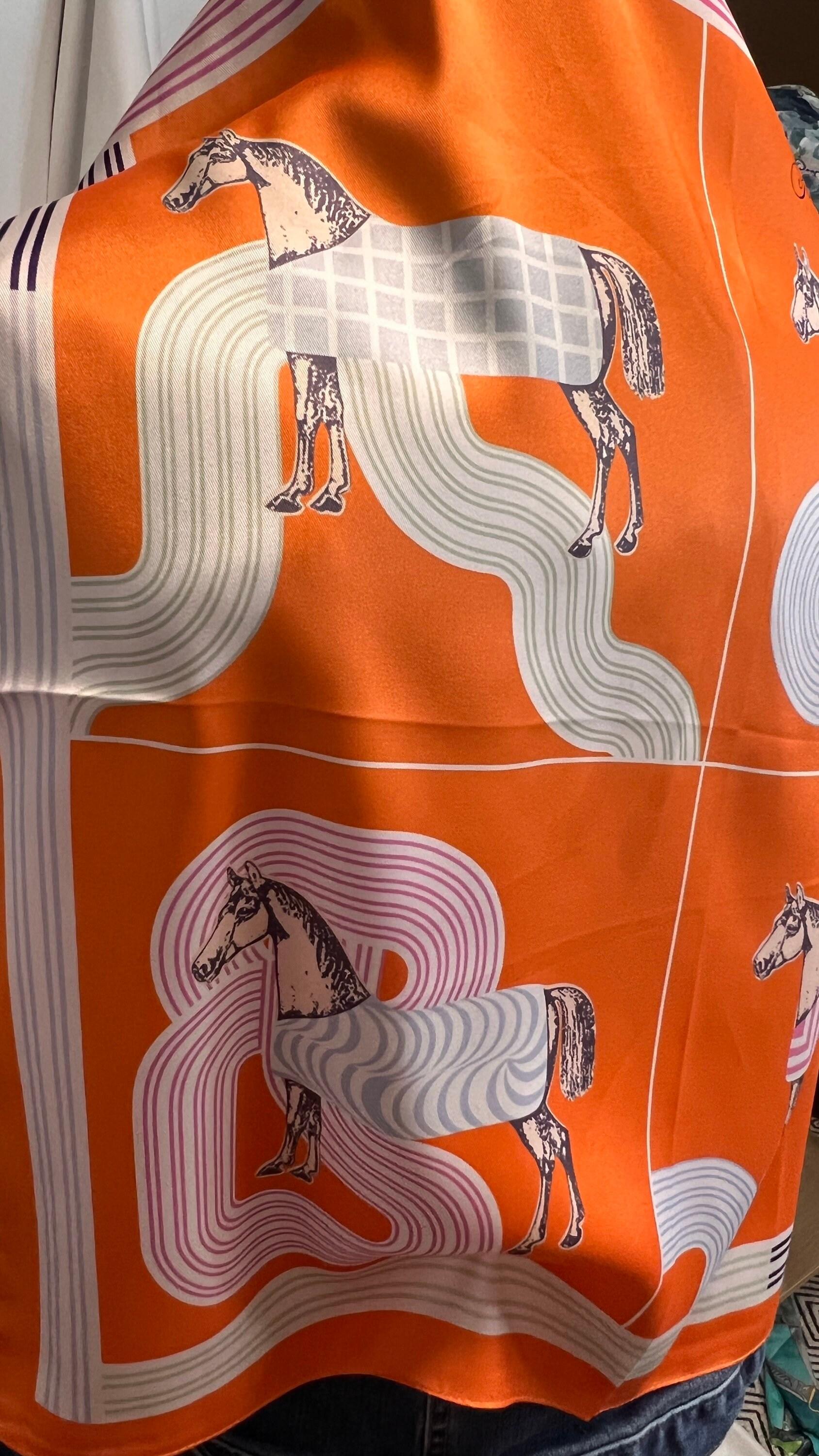 Horse Track Silk French Scarf Jacket Silk Scarf Designer Scarf Jean ...