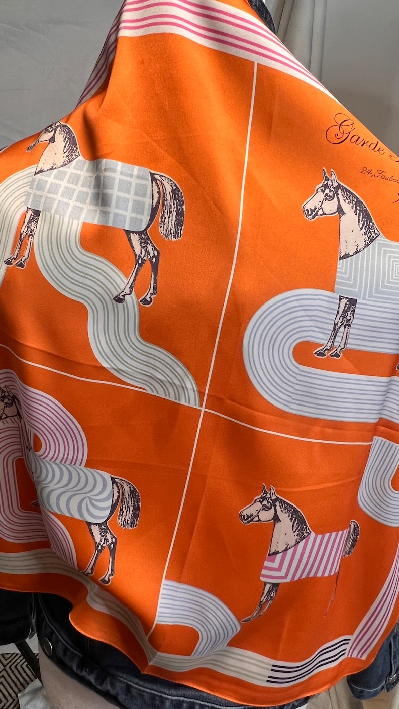 Horse Track Silk French Scarf Jacket Silk Scarf Designer Scarf Jean ...