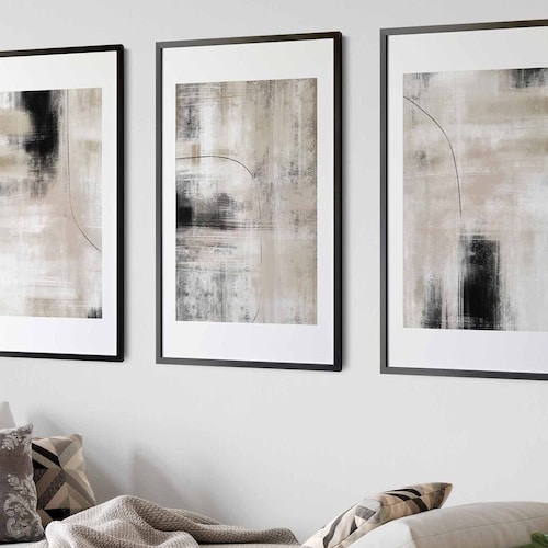Modern Neutral Abstract Gallery Wall Art Set of 3 Nordic - Etsy