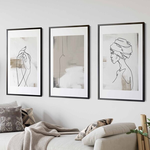 Black Line Woman Portrait Art - Etsy