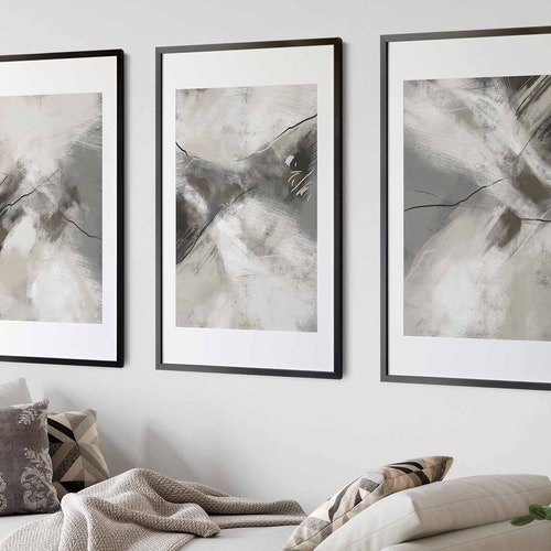 Modern Neutral Abstract Gallery Wall Art Set of 3 Nordic - Etsy